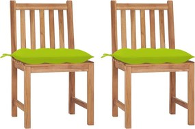 vidaXL Zahradní židle s poduškami 2 ks masivní teak [3062932] Barva: Jasně zelená