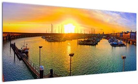 Obraz přístavu při zapadajícím slunci (100x40cm)