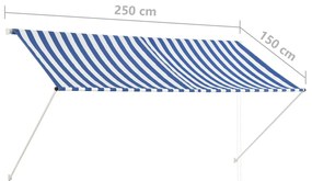 Zatahovací markýza modro-bílá 250 x 150 cm,  143748