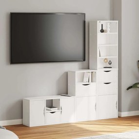 4 kusů TV skříněk s úložným prostorem bílá Borovicový masiv 3365381