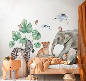 Safari samolepky na zeď - Slon a kamarádi