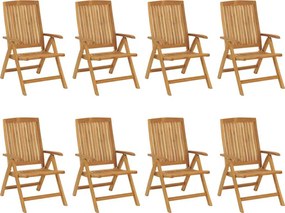 vidaXL Polohovací zahradní židle s poduškami 8 ks masivní teak [3196523] Barva: Červená
