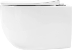 Rea Lars, závěsná WC mísa Rimless 50x37x29 cm včetně sedáku s pomalým zavíráním, bílá, REA-C9500