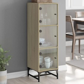 Highboard se skleněnými dvířky dub sonoma 35 x 37 x 120 cm - Default Title