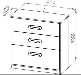 Casarredo Komoda se zásuvkami VILLOSA šedá/bílá/růžová