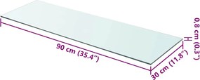 Policové desky 2 ks sklo čiré 90 x 30 cm 3051581