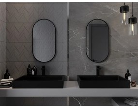 Mexen Loft, oválné koupelnové zrcadlo 75 x 40 cm, barva rámu černá matná, 9851-075-040-000-70