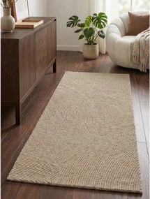 Béžový ručně tkaný vlněný běhoun 80x300 cm Calmio – Hanse Home