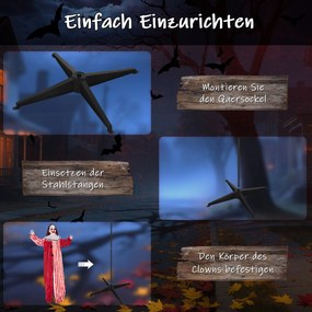 Outsunny 165 cm Halloween dekorace Halloween klaun s LED světly, zvuková funkce, efekty těla