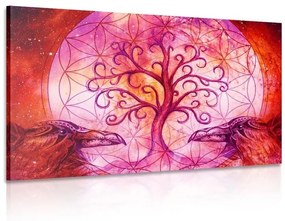 Obraz magický strom života v pastelovém provedení - 90x60 cm