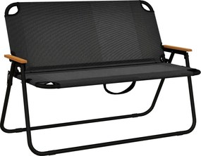 Outsunny Zahradní Lavice pro Dva, Skládací Lavice s Nosností 220 kg, pro Kempování, Patio, Černá, 108 x 65 x 73 cm | Aosom
