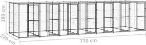 vidaXL Venkovní psí kotec se střechou pozinkovaná ocel 16,94 m² [3082254] Barva: Stříbrná
