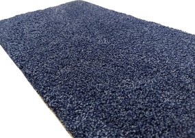Lano, Metrážový koberec Supersoft 710 tm. modrý, šíře 4m, modrá, ab (mřížka), ložnice