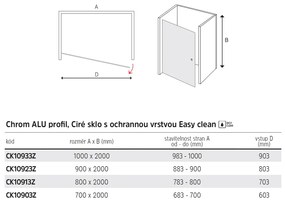 Mereo Novea sprchové dveře do niky 80 x 200 cm otevírací pivotové aluchrom čiré CK10913Z