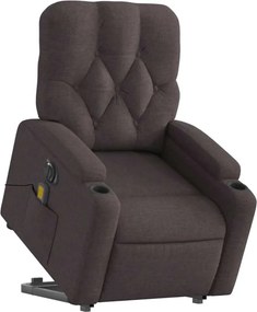 Elektrické zvedací masážní polohovací křeslo tmavě hnědé textil 3204751