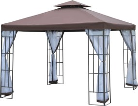 Zahradní altán Outsunny s moskytiérou a bočními panely, party stan s dvojitou střechou, zahradní gazebo 2,97x2,97m
