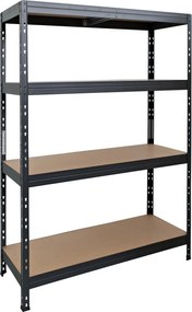 AR Shelving Kovový regál RIVET antracitový, 4 police, 250 kg, 180 x 120 x 45 cm