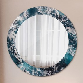Kulaté zrcadlo tištěný rám Turbulentní moře fi 60 cm