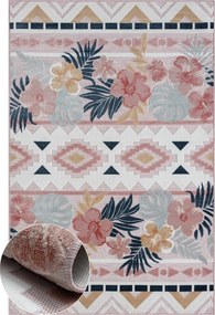 My Flair, Kusový koberec Flora II rosa – na ven i na doma, 80x150, vícebarevná, chodba / předsíň