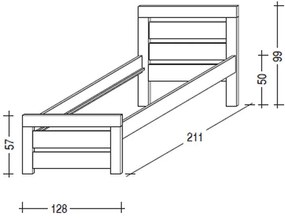 Postel z masivu - jednolůžko RHINO I. senior A0545, 120x200, smrk