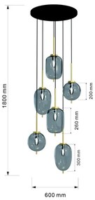 Wofi 5007-502 - Lustr na lanku BELLEVILLE 6xE14/40W/230V černá/zlatá