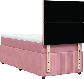 Box spring postel s matrací růžová 90x200 cm samet 3292237