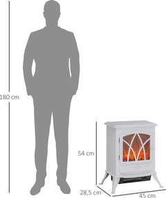 HOMCOM Elektrická krbová kamna s 1000/2000 W, dekorativní elektrický krb s LED efekt plamene, bílá