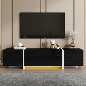 Aosom TV stojan s nízkou skříňkou, LED světelným pásem, 170 x 30 x 39 cm, černá