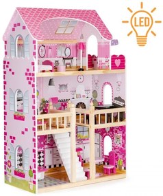 Domeček s LED osvětlením a nábytkem pro panenky