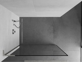Mexen Kioto L, sprchová zástěna Walk-In 70 x 200 cm, 8mm čiré sklo černý vzor, ​​broušená ocel profil, 800-070-103-97-70