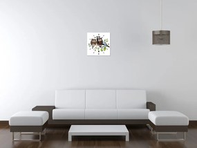 Gario Obraz s hodinami Hnědé sovičky na větvi Rozměry: 30 x 30 cm