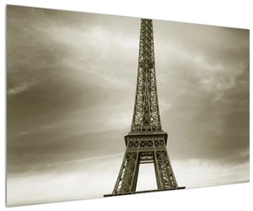 Obraz Eiffelovy věže a růžového auta (120x80 cm)