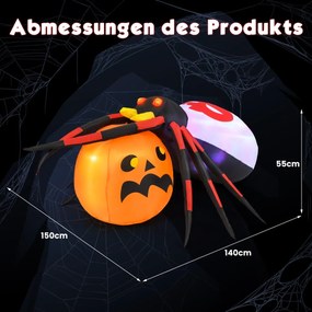 Costway Nafukovací halloweenský pavouk s dýní a rotujícími LED světly Dekorace