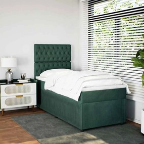 Box spring postel s matrací tmavě zelená 80 x 200 cm samet 3294499