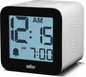 Bílý Mluvící Podsvícený Elektronický Budík Braun BC25WP Alarm Snooze
