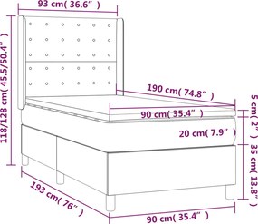 vidaXL Box spring postel s matrací 90x190 cm textil [3132279] Barva: Černá