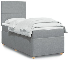 Box spring postel s matrací světle šedá 90x190 cm textil 3291128