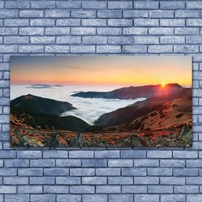 akrylový obraz Hory Mraky Slunce Krajina 120x60 cm
