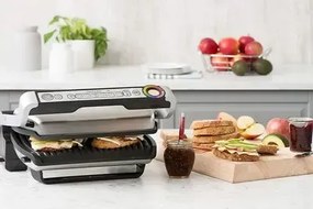 Tefal OptiGrill+ GC712D34 stříbrný / Kontaktní gril / 2000 W / 6 progr