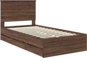 Rám postele se zásuvkou Hnědý dub 100 x 200 cm Inženýrské dřevo 3411151