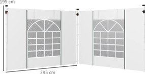 Boční panely altánu Outsunny sada 2 bočních panelů s oknem a dveřmi pro párty stan 3x3/3x6 m, Oxford, bílá| Aosom