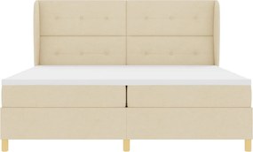Postel s boxspringem s čelo Krémová 200 x 200 cm textil 3340779