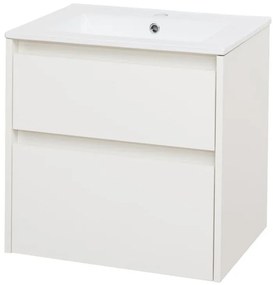 Mereo Mereo, Opto, koupelnová skříňka s keramickým umyvadlem 61 cm, bílá, dub, bílá/dub, černá, CN910