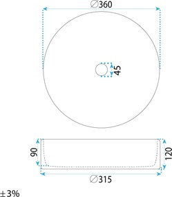 Rea Stefania Fiori, umyvadlo na desku 360x360x120 mm, bílá se vzorem, REA-U9853