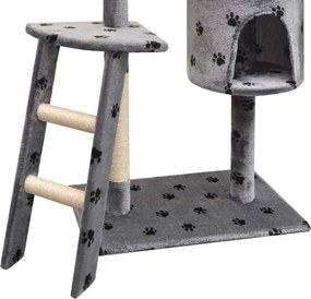 Škrabadlo pro kočky, sisalové sloupky 150 cm šedá potisk tlapek 170486