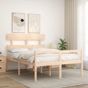 Postel s čelem pro seniory 140x190 cm masivní dřevo 3195331