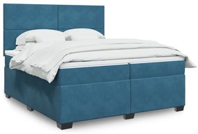 Box spring postel s matrací modrá 200 x 200 cm samet 3293300