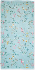 Pip Studio ručníky z bavlněného froté Les Fleurs, modré (Luxusní ručníky z bavlněného froté v designu Les Fleurs v modré barvě)