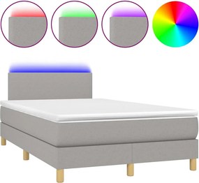 Box spring postel s matrací a LED světle šedá 120x200 cm textil 3133541