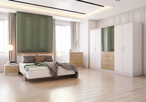 IDZ Šatní skříň GALAXY 6D, 230 cm Dub Hikora/Bílá